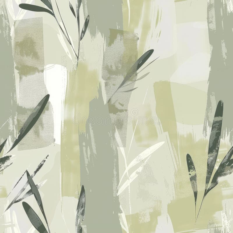 Abstract Olive Green Botanical Pattern Design Stock Photo - Image of ...