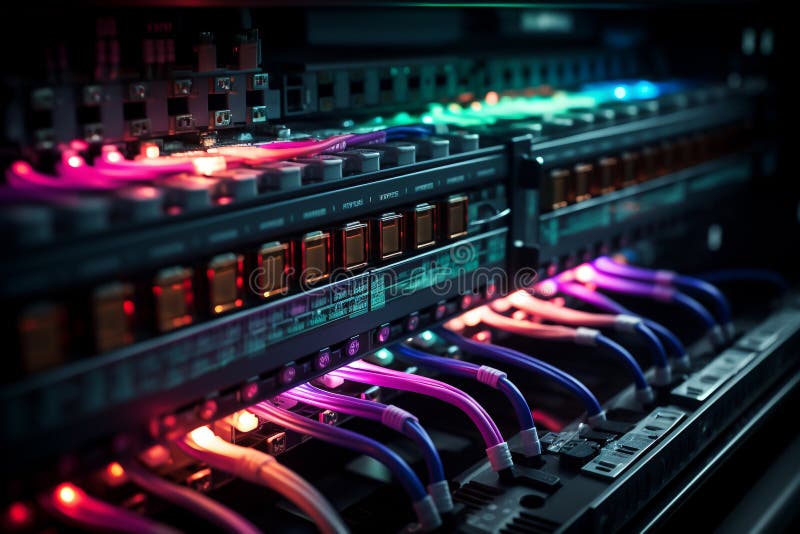 Network Panel, Switch and Cable in Data Center, Generative AI Stock ...