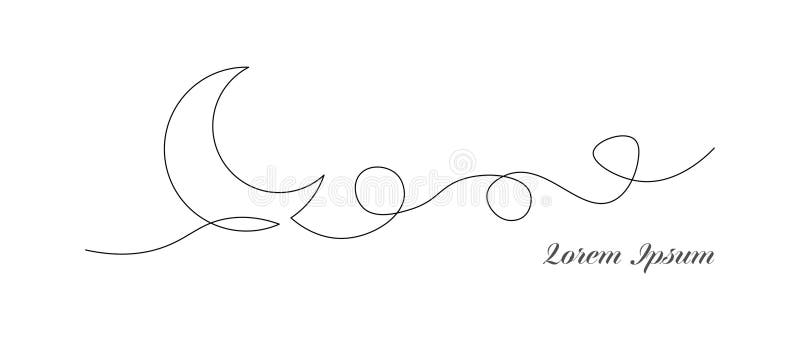 Abstract One Stroke Continuous Line, Crescent Moon Background, Simple ...