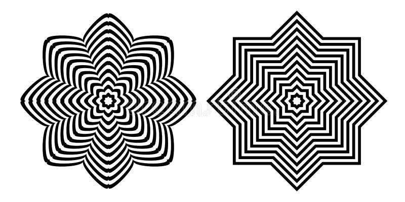 Abstract Op Art Design Elements. Striped Lines Circle Patterns Stock ...
