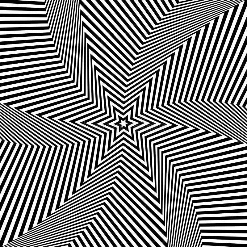 Abstract Op Art Design. Star Shape Pattern. Lines Texture Stock Vector ...