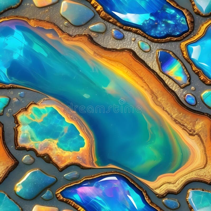 Opal Marble Pattern. Textured Background with Blue and Gold Waves Stock ...