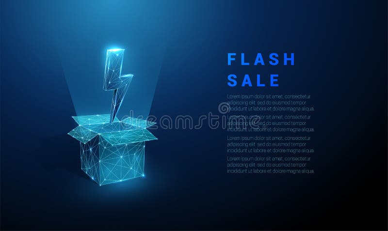 Abstract Open Box and Lightning. Flash Sale Template Stock Vector ...