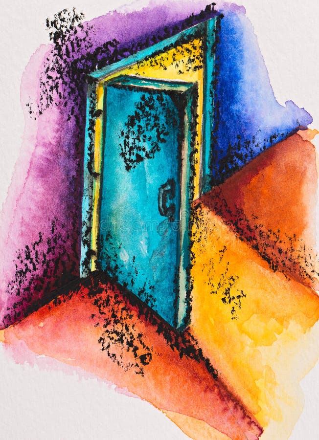 Abstract Open Door with Light Stock Illustration - Illustration of ...