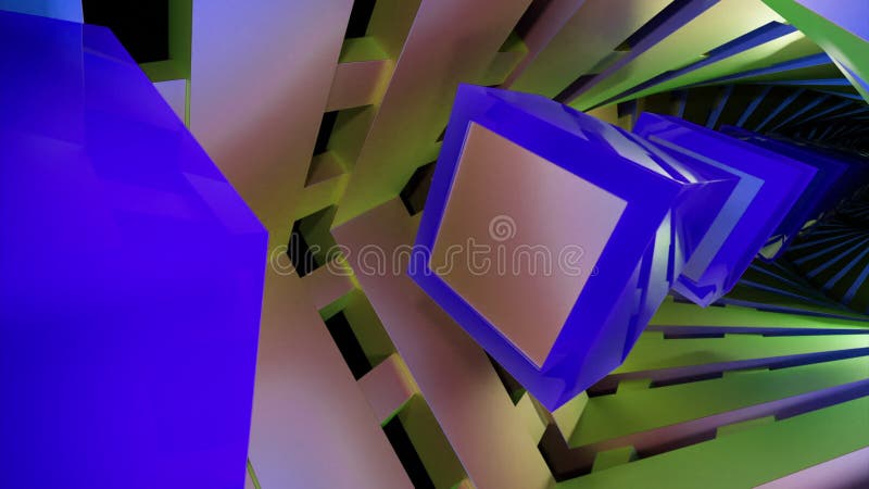 Flying in a Square Shaped Fantasy Tunnel. Motion. Blurred Light Pink ...