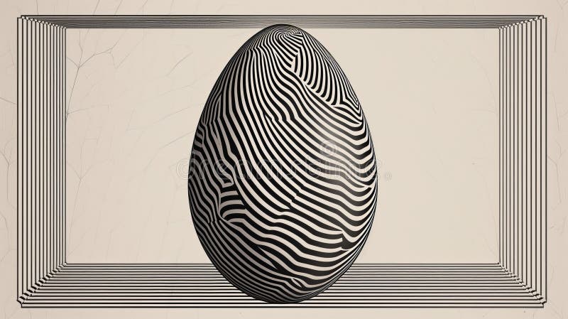 Abstract Optical Illusion of Striped Egg within a Geometric Frame Stock Image - Image of high ...