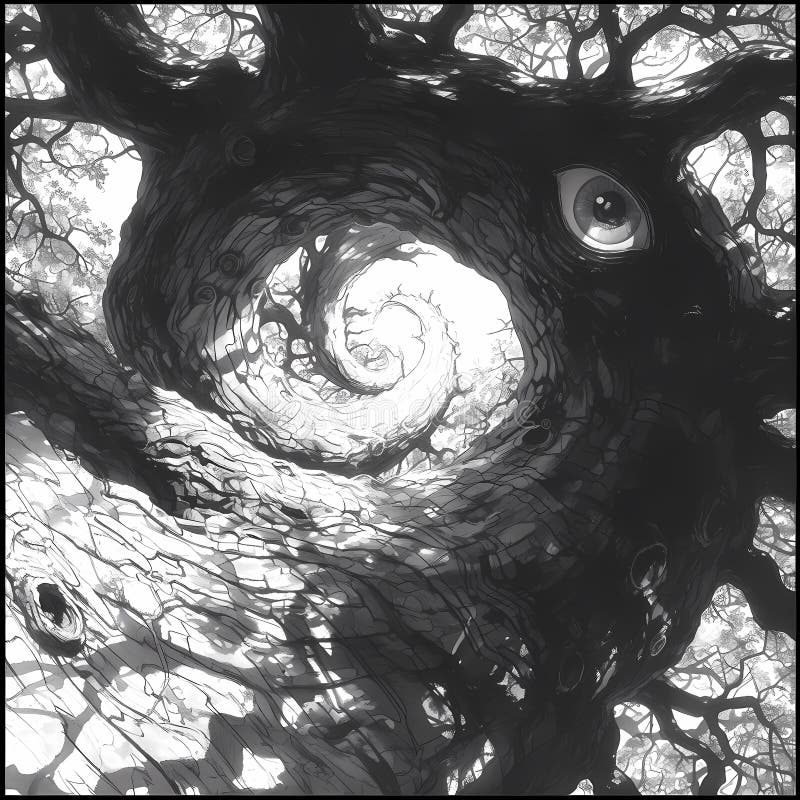 Abstract Optical Illusion: Tree Trunk Spiral Stock Illustration ...