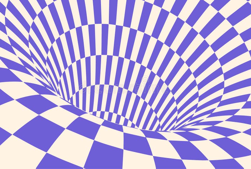 Optical Illusion White Checker 3d. Chess Background Time Hole Vector ...
