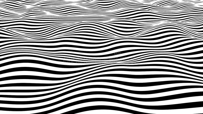 Abstract Optical Illusion Wave. Black and White Lines with Distortion ...