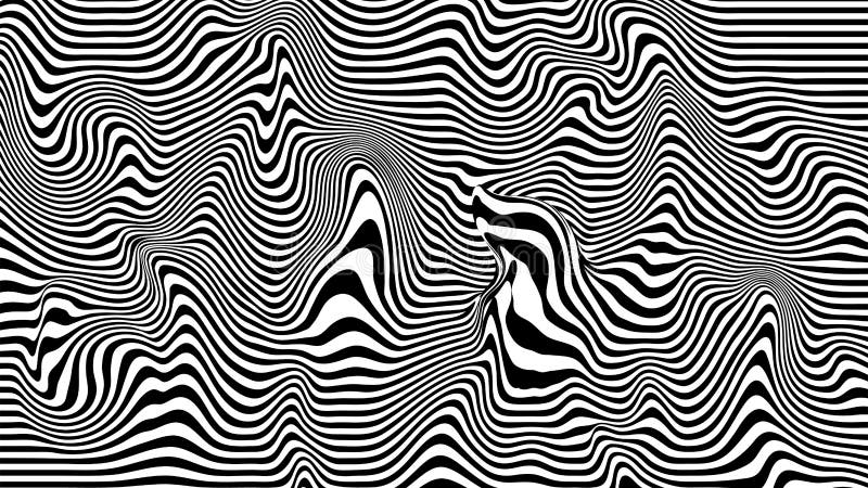 Abstract Optical Illusion Wave. a Flow of Black and White Stripes ...
