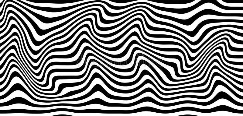 Abstract Optical Illusion Wave. a Flow of Black and White Stripes ...