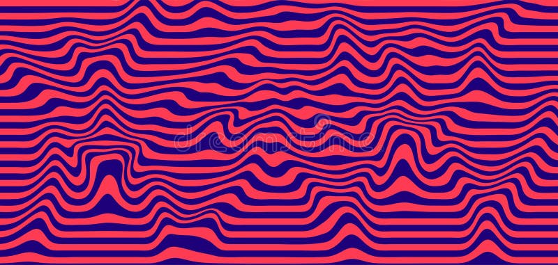 Abstract Optical Illusion Wave. a Flow of Blue and Red Stripes Forming ...