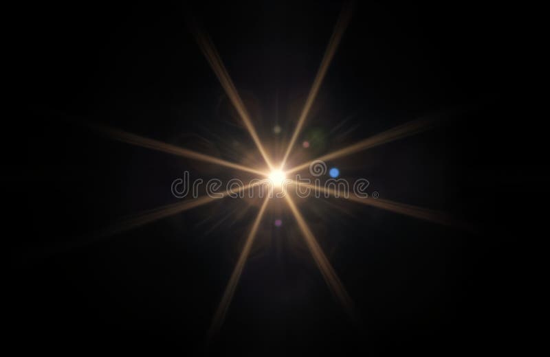 Abstract Optical Lens Flare Effect on Black Background. Bright Light ...