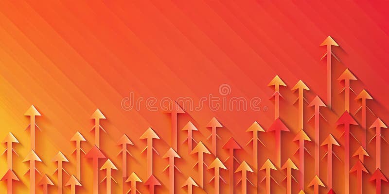 Abstract Orange Arrows Ascending on Diagonal Lines Background ...