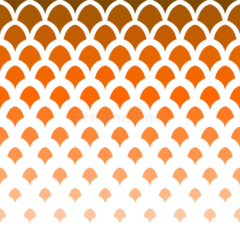 Abstract Orange Art Deco Seamless Background. Geometric Fish Scale ...