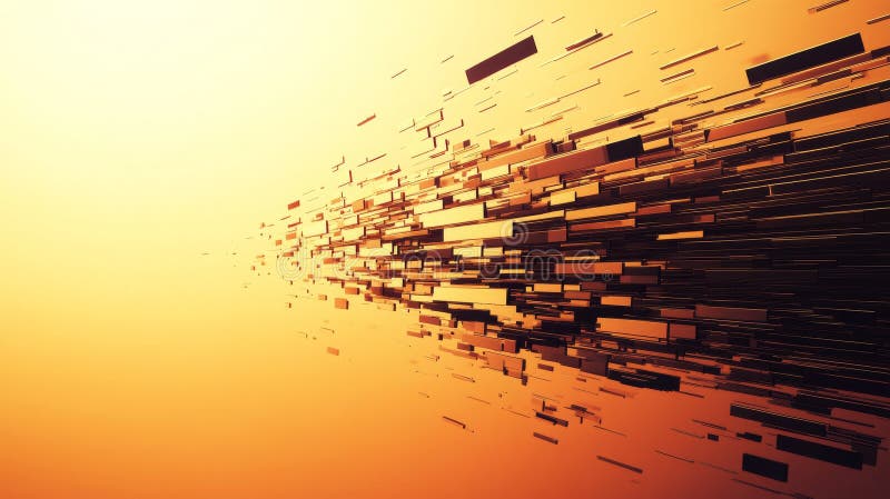 Abstract Orange Background with Floating Rectangular Shapes Creating ...