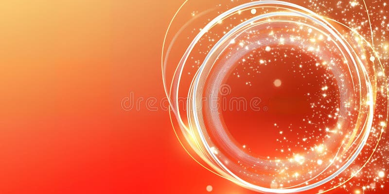 Abstract Orange Background with Glowing Circular Design and Sparkling ...