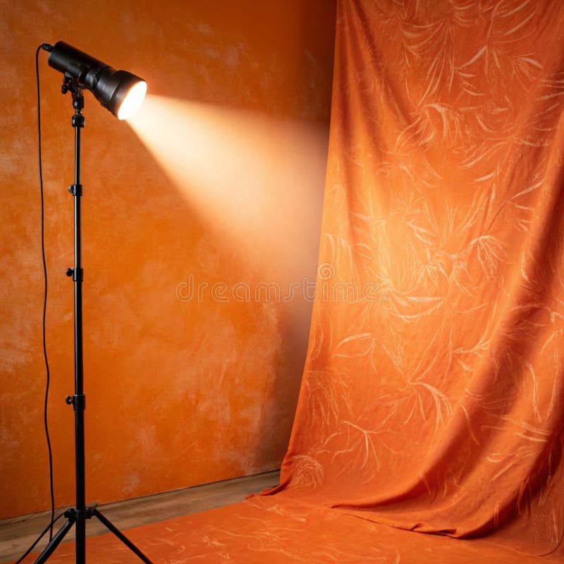 Abstract Orange Background with Light Spotlight Stock Illustration ...