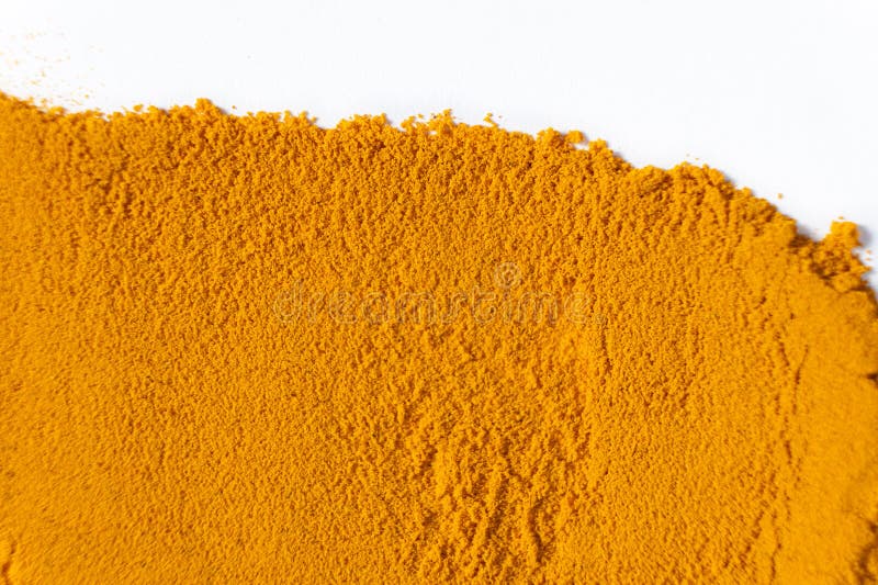 Abstract Orange Background of Spilled Turmeric Powder on White ...