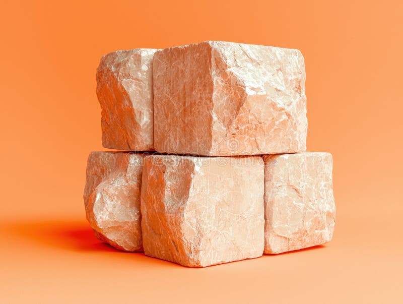 Abstract Orange Background with Stacked Stone Cubes Stock Illustration ...