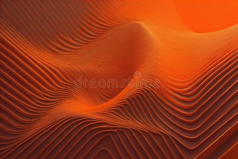 Abstract Orange Background with Wavy Lines. Generative Ai Stock ...