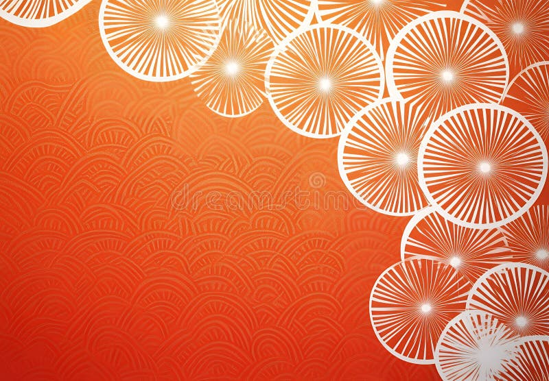 Abstract Orange Background with White Circular Floral Pattern Design ...
