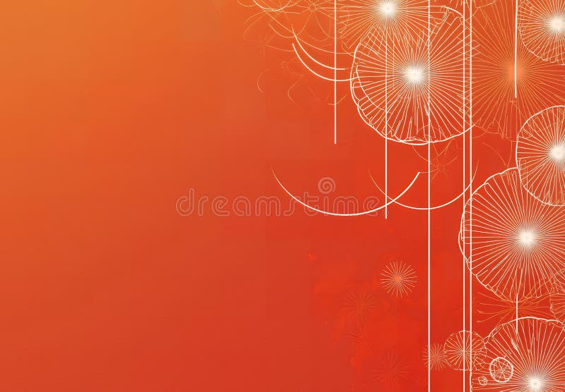 Abstract Orange Background with White Geometric Circular Designs and ...