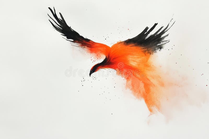 Abstract Orange Bird Soaring in the Sky Stock Illustration ...