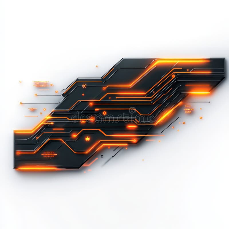Abstract Orange and Black Circuit Board Background. Stock Illustration ...