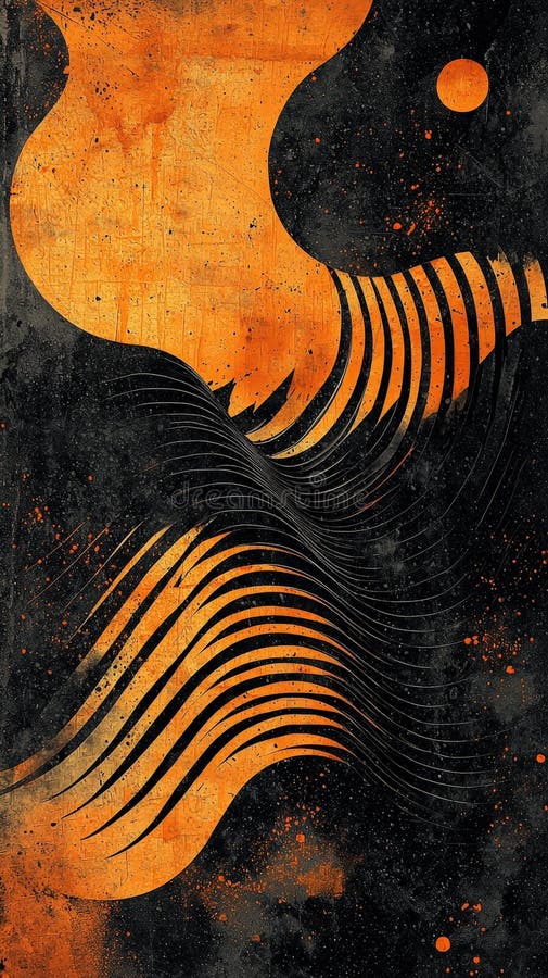 Abstract Orange and Black Digital Wave Pattern Stock Photo - Image of ...