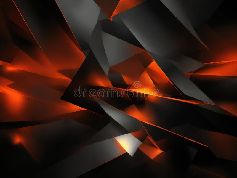 Abstract Orange and Black Geometric Shapes Digital Art Stock ...