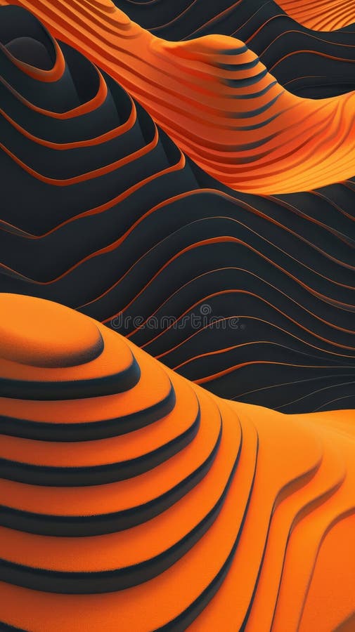 Abstract Orange and Black Layered Waves Stock Photo - Image of visual ...