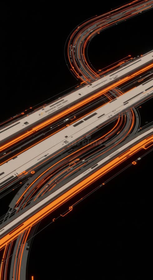 Abstract Orange and Black Lines Network Design Stock Illustration ...