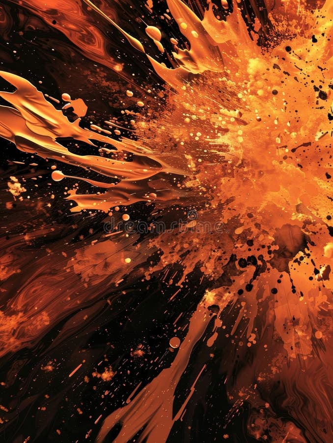 Abstract Orange and Black Paint Explosion Stock Illustration ...