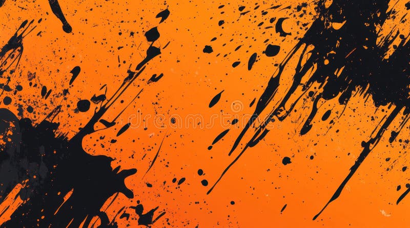 Abstract Orange and Black Paint Splatter Background Stock Illustration ...