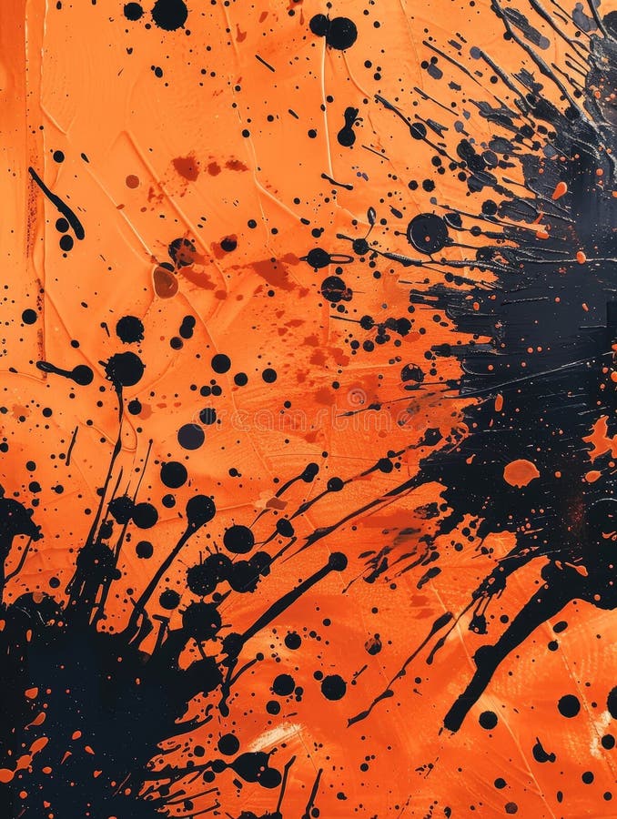 Abstract Orange and Black Paint Splatters on Surface Stock Illustration ...