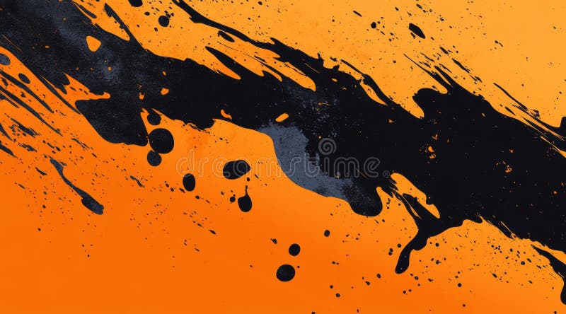 Abstract Orange and Black Paint Swirls and Splatter Stock Illustration ...