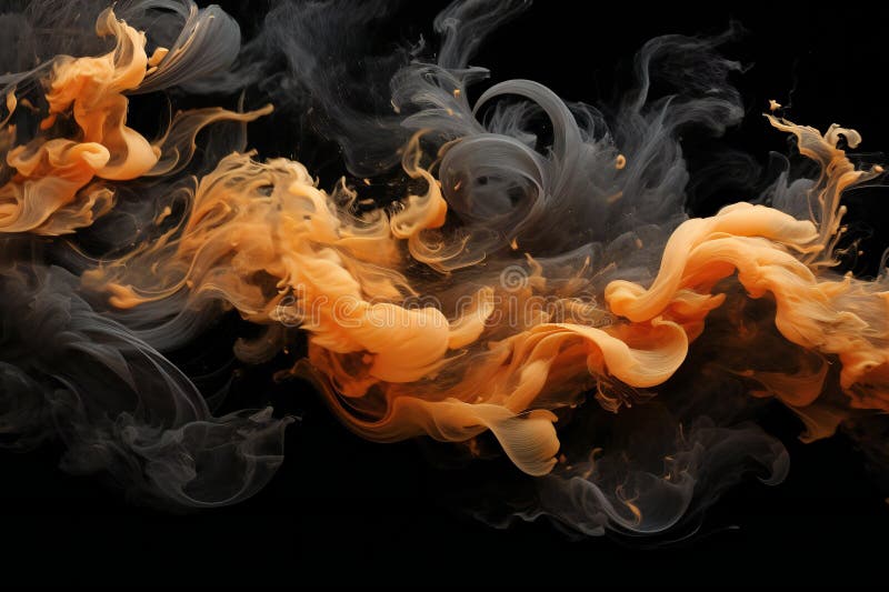 Abstract Orange and Black Smoke on a Black Background, Background from ...