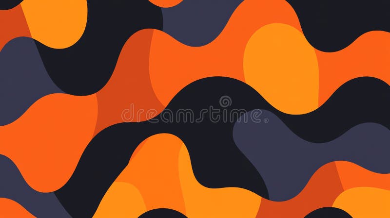 Abstract Orange and Black Wavy Texture Background Seamless Pattern Design Stock Illustration ...
