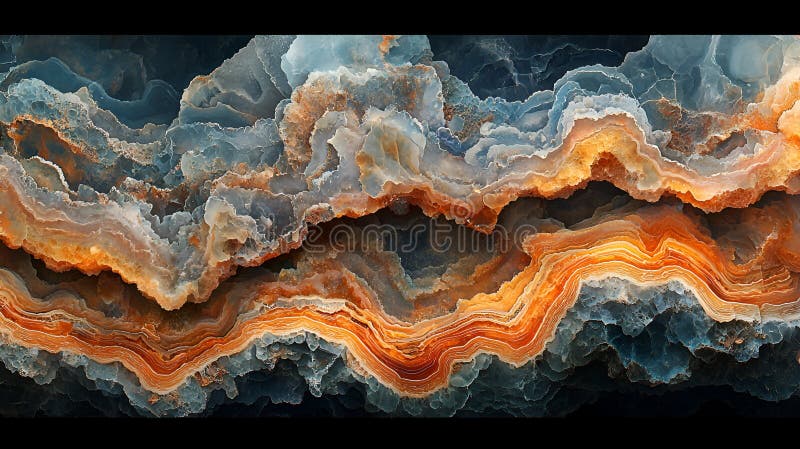 Abstract Orange Blue Agate Texture, Swirling Layers, Geological ...