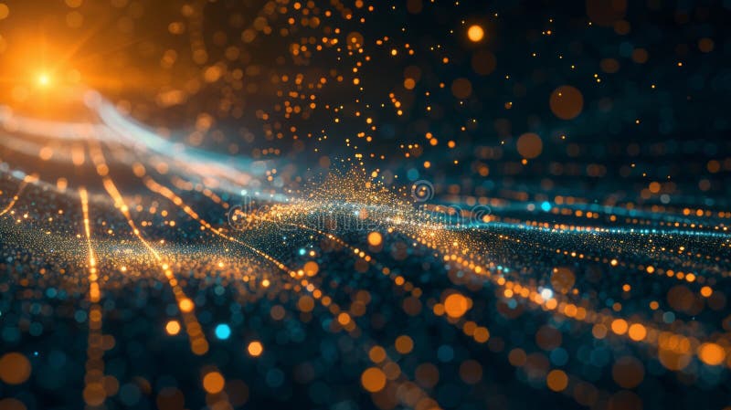 Abstract Orange and Blue Digital Particle Wave Stock Photo - Image of ...