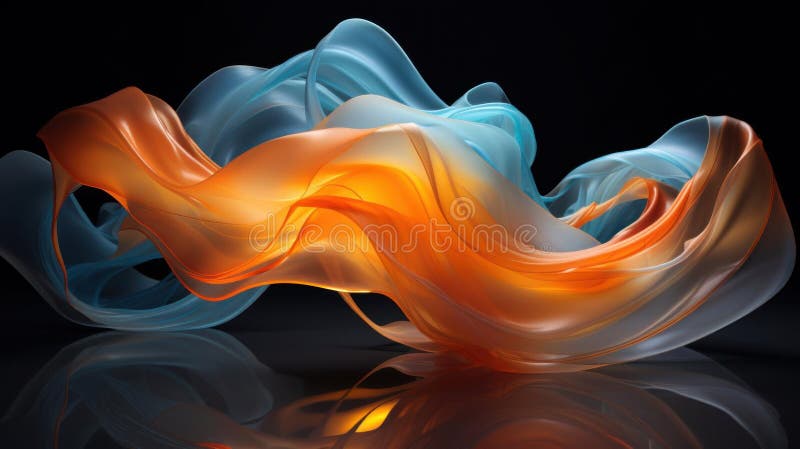 Abstract Orange Blue Flowing Fabric Design Stock Illustration ...