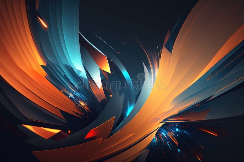 Abstract Orange and Blue Light Effects. Generative AI Stock ...