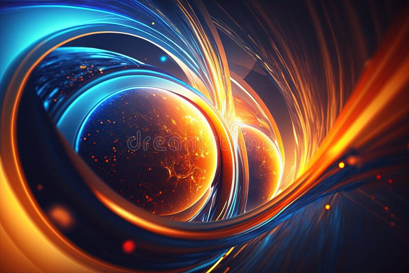 Abstract Orange and Blue Light Effects. Generative AI Stock ...