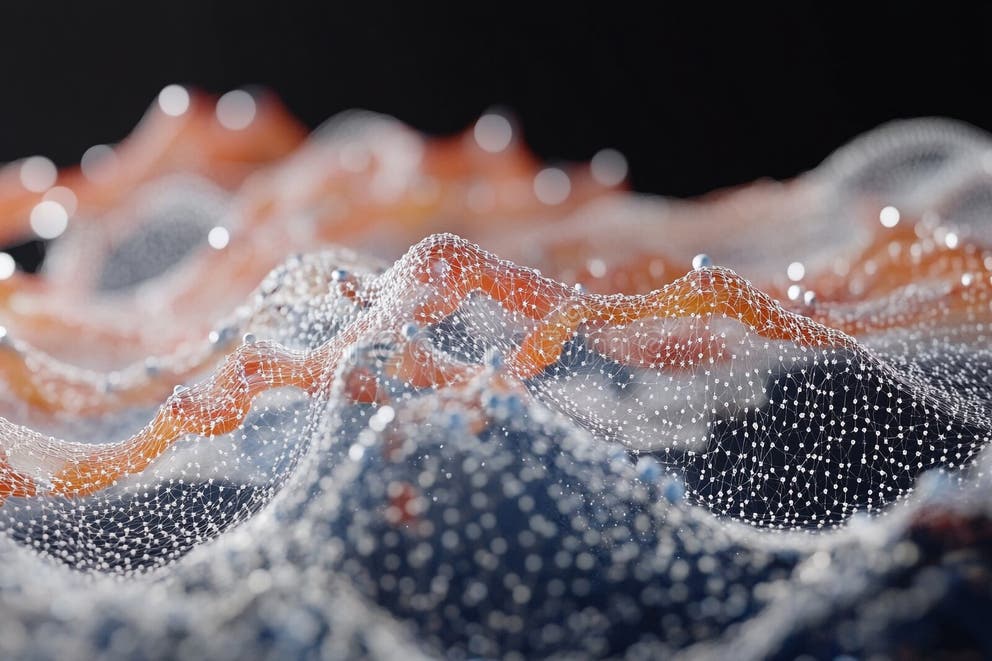 Abstract Orange and Blue Network Landscape Digital Art Stock ...