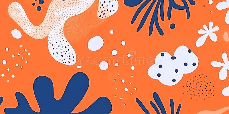Abstract Orange and Blue Organic Shapes Pattern Background Design Stock ...