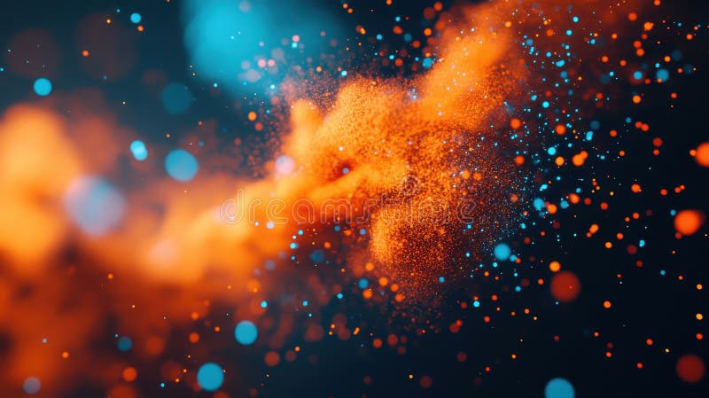 Abstract Orange and Blue Particle Cloud on Dark Background - Visual ...