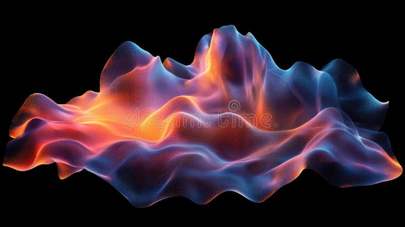 Abstract Orange Blue Particle Wave Flow Stock Illustration ...