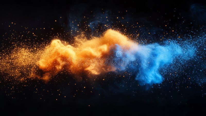 Abstract Orange and Blue Powder Explosion Stock Illustration ...