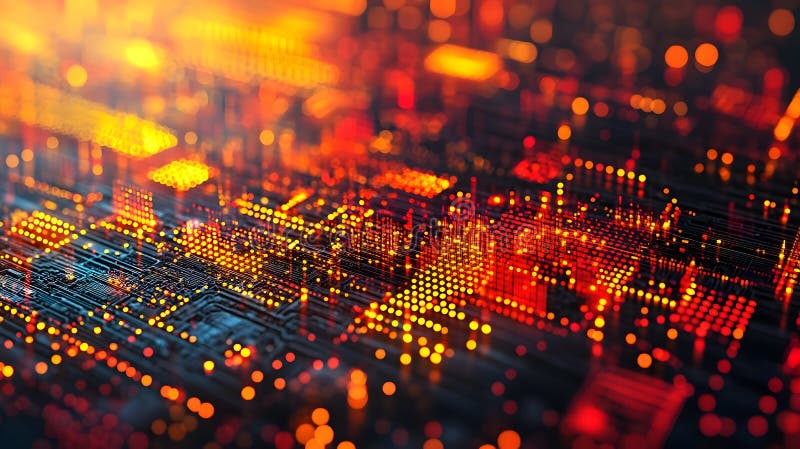 Abstract Orange and Blue Tech Background with Glowing Light Futuristic ...